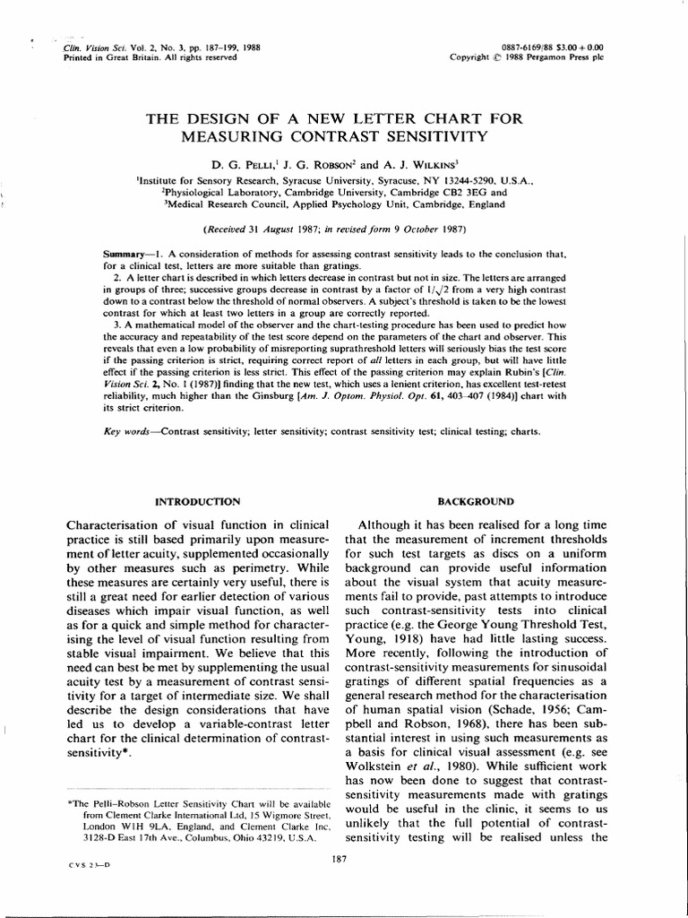 Pelli 1988 Chart | PDF | Contrast (Vision) | Visual Acuity