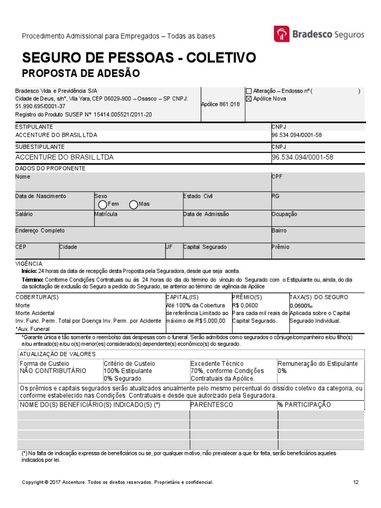 Formulário Seguro de Vida | PDF | Seguro | Economias