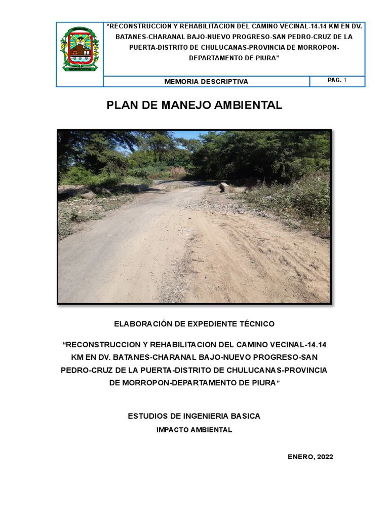 Plan De Manejo Ambiental Carretera Pdf 8459