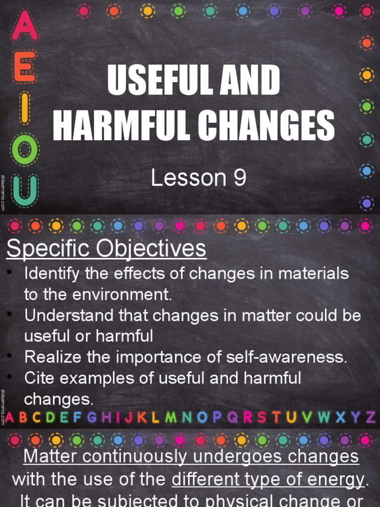 Grade 4 - Lesson 9 - Useful and Harmful Changes | PDF | Wellness ...