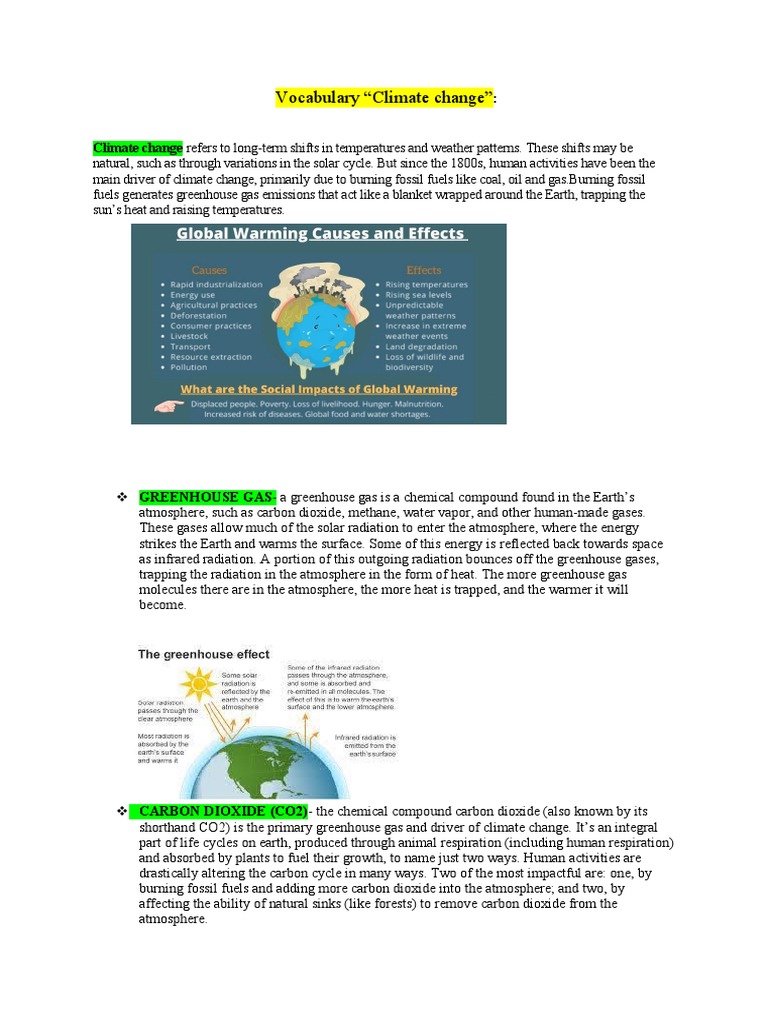 Vocabulary "Climate Change" | PDF | Climate Change | Greenhouse Gas