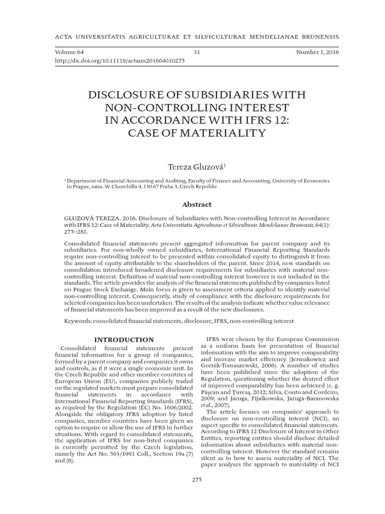 IFRS 12: NCI Disclosure Analysis | PDF | Financial Statement ...