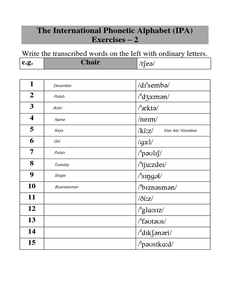 IPA Transcription Practice Exercises | PDF