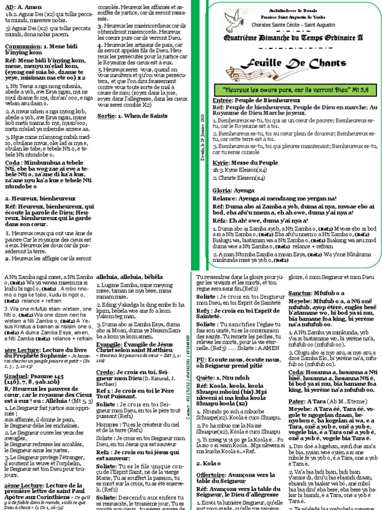 Programme de Messe 4eme Dimanche TOA | PDF