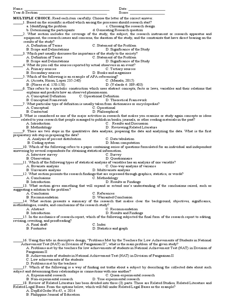 Practical Research 2 Test | PDF | Statistics | Hypothesis