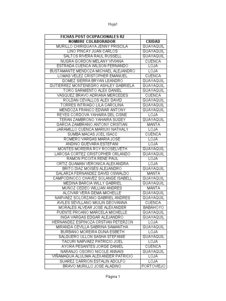Ficha Post Ocupacional | PDF