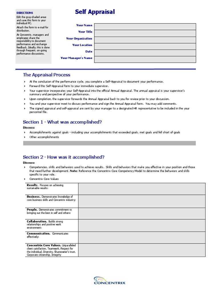 Self Appraisal Form - CNX | PDF | Performance Appraisal | Goal