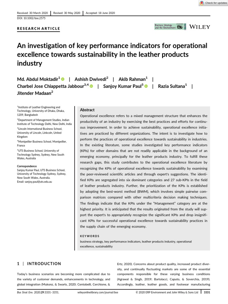 An Investigation of Key Performance Indicators For Operational | PDF | Performance Indicator ...