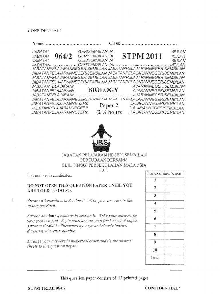 STPM Bio P2 2011 | PDF | Genotype | Zygosity