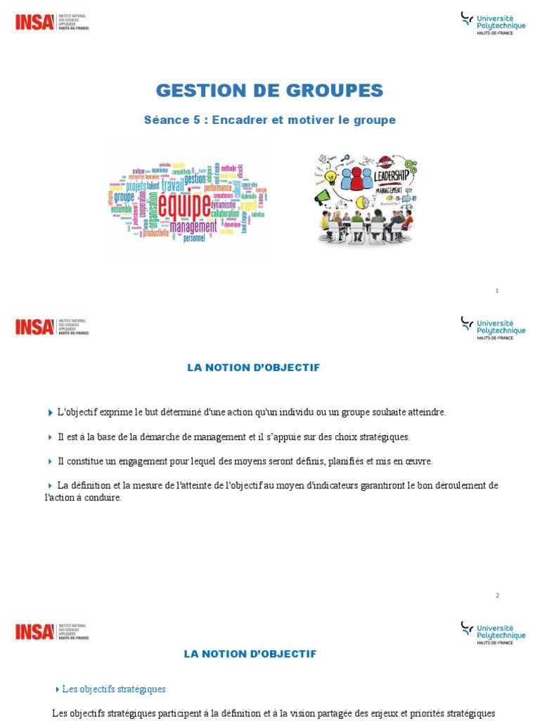 Encadrer et motiver un groupe efficacement | PDF | Direction | Cognition