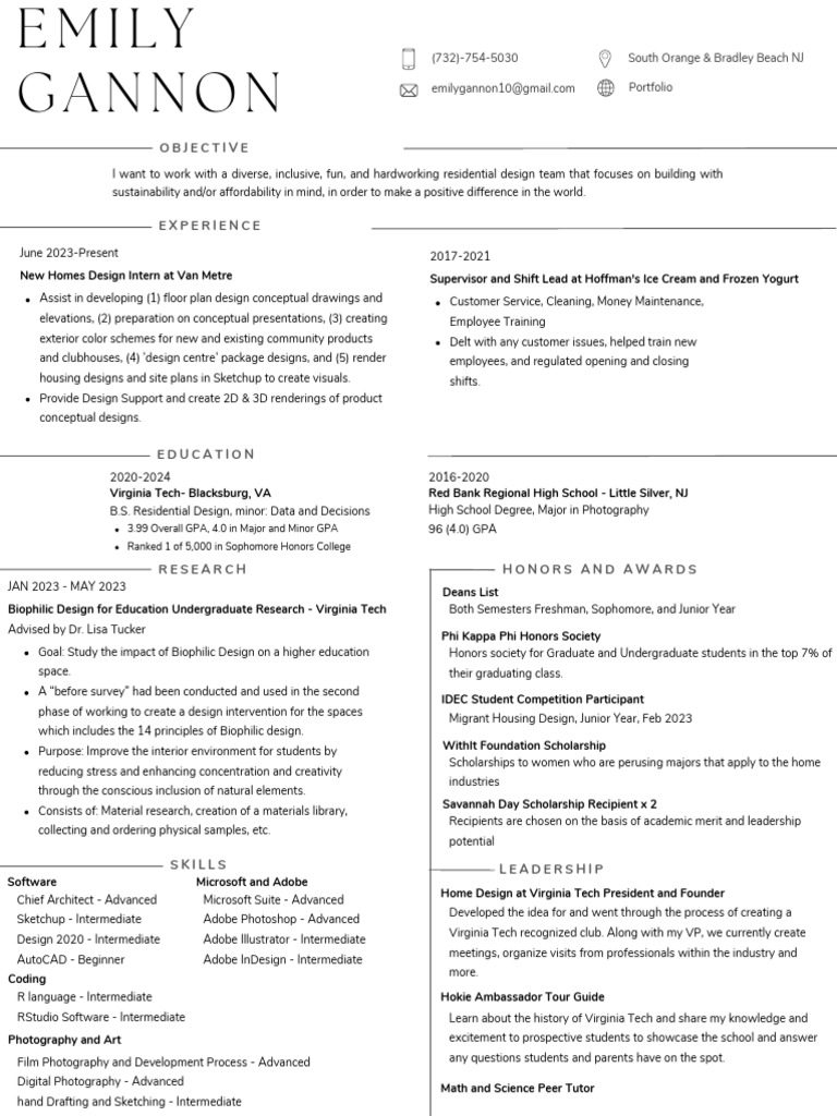 Emily Resume Senior Year | PDF