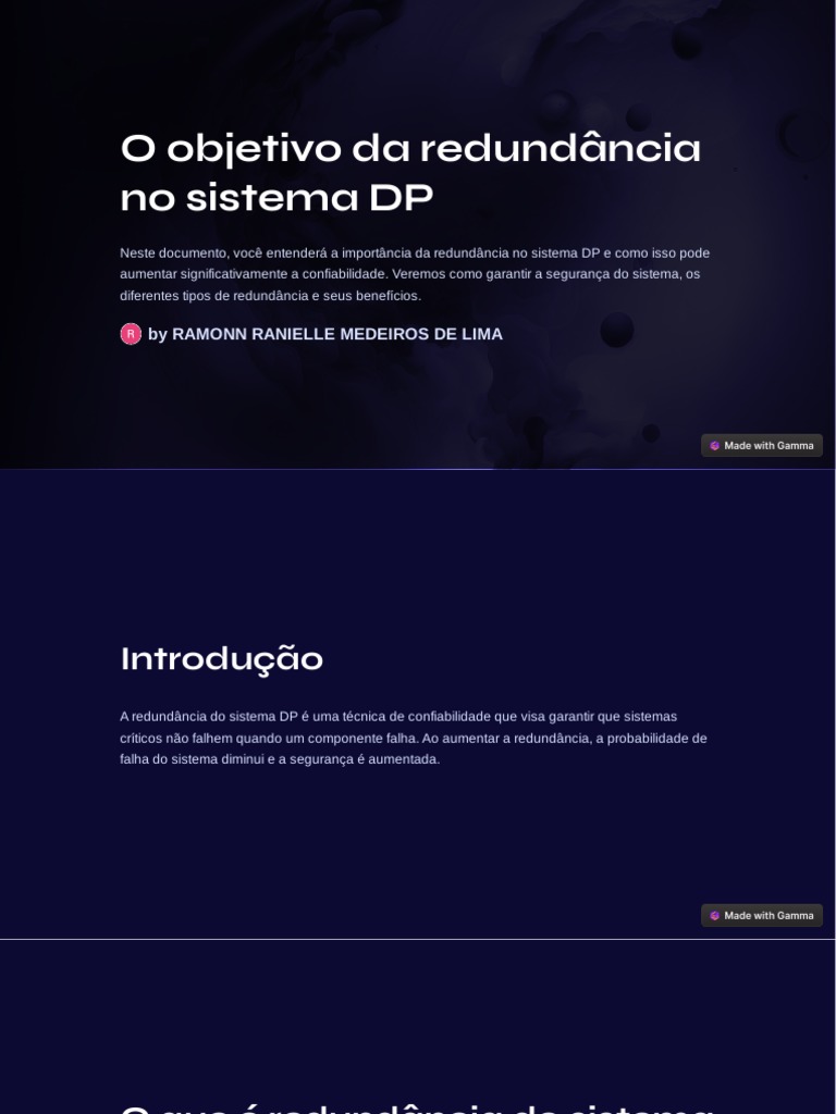 O Objetivo Da Redundancia No Sistema DP | PDF