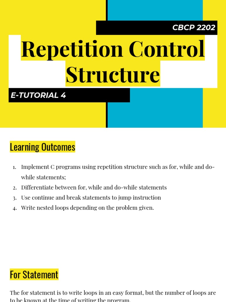 CBCP2202 E-Tutorial 4 Repetition Control Structure | PDF | Control Flow ... CBCP2202 E-Tutorial 4 Repetition Control Structure | PDF | Control Flow ...