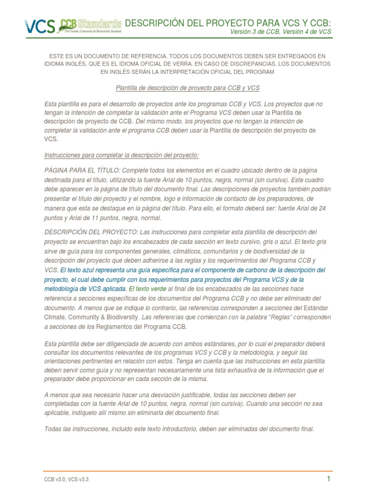CCB VCS Project Description Template CCBv3.0 VCSv4.2-ES FINAL | PDF ...