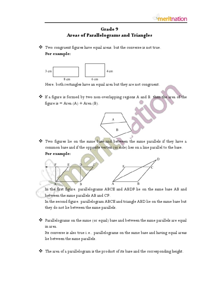 Areas of Parallelograms and Triangles | PDF