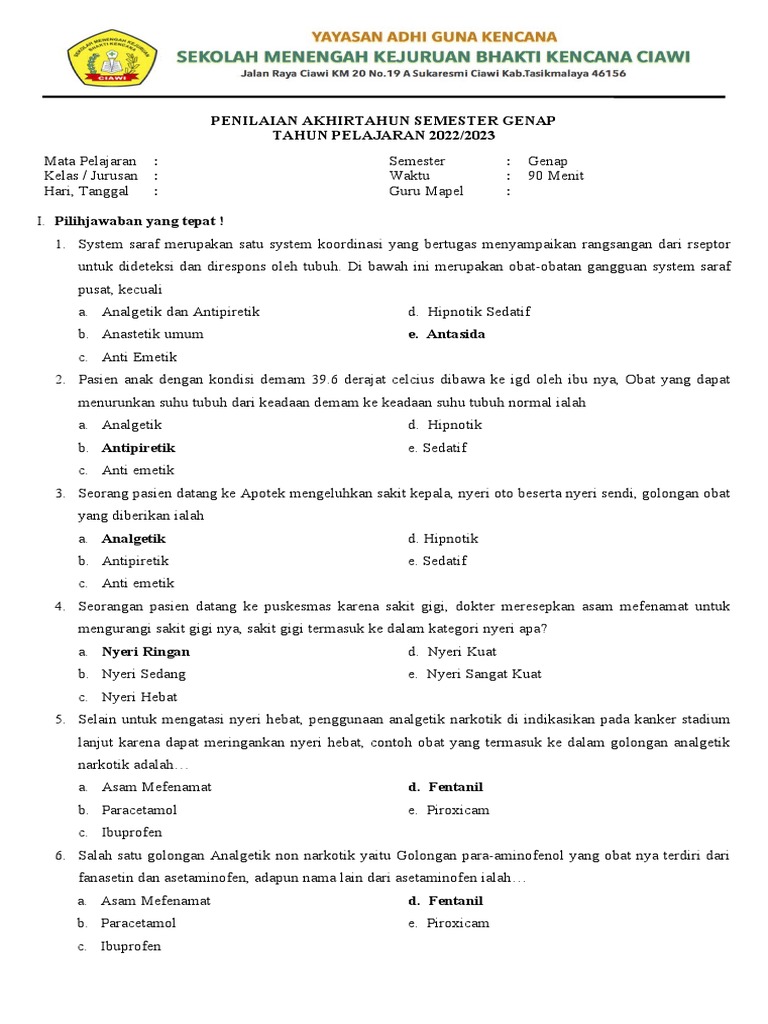 Format Soal Pat | PDF