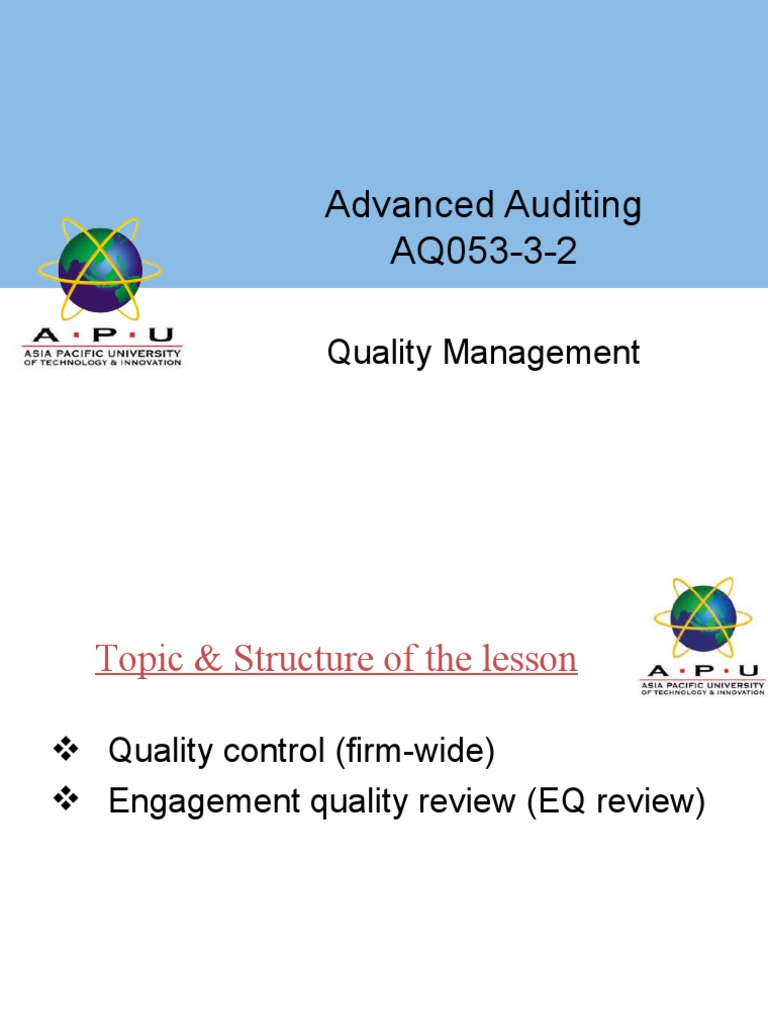 Advanced Auditing Quality Management Guide | PDF | Audit | Auditor's Report