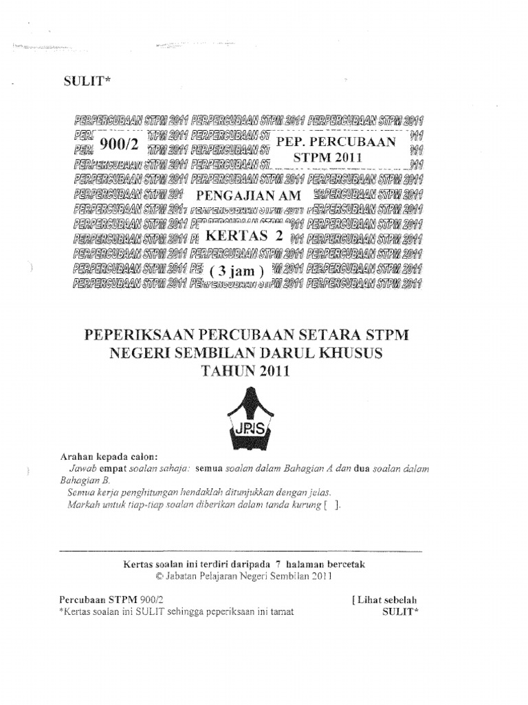 STPM Pa K2 2011 | PDF