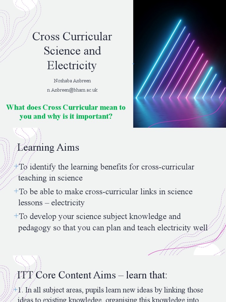 Cross Curricular Science and Electricity | PDF | Learning | Curriculum