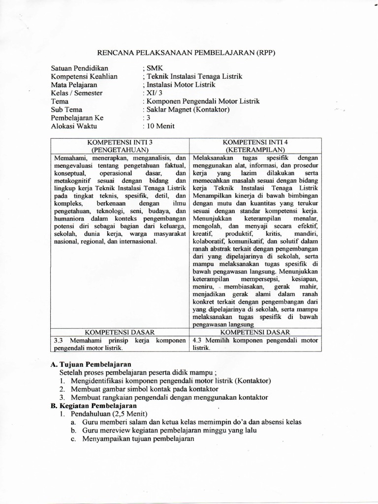 RPP Teknik Instalasi Tenaga Listrik | PDF