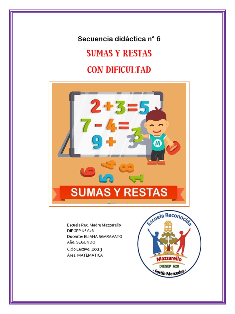 Secuencia #6 Operaciones de Sumas y Restas Con Dificultad | PDF ...