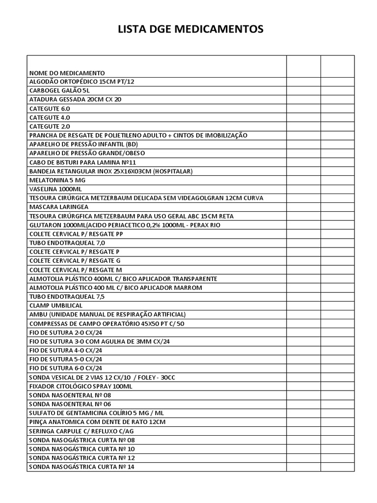 Lista de Medicamentos | PDF | Química Medicinal | Especialidades médicas
