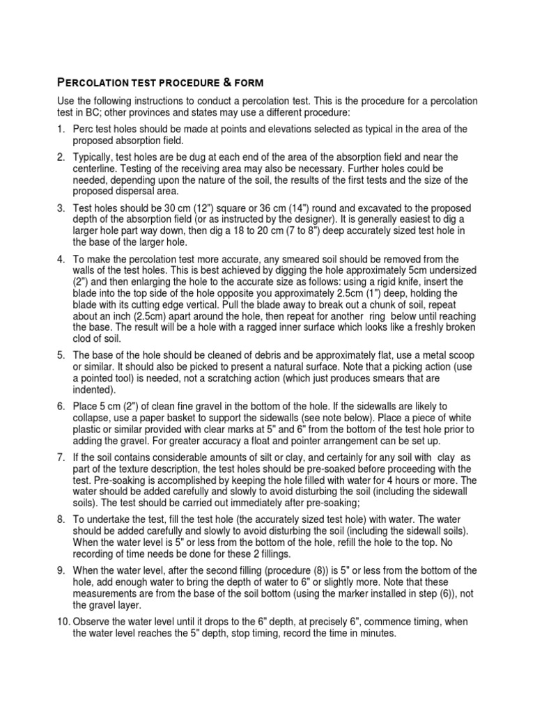 Percolation-Test-Procedure-and-Form | PDF | Earth Sciences