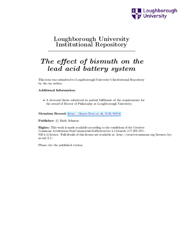 The Effect of Bismuth On The Lead Acid Battery System (PDFDrive ...