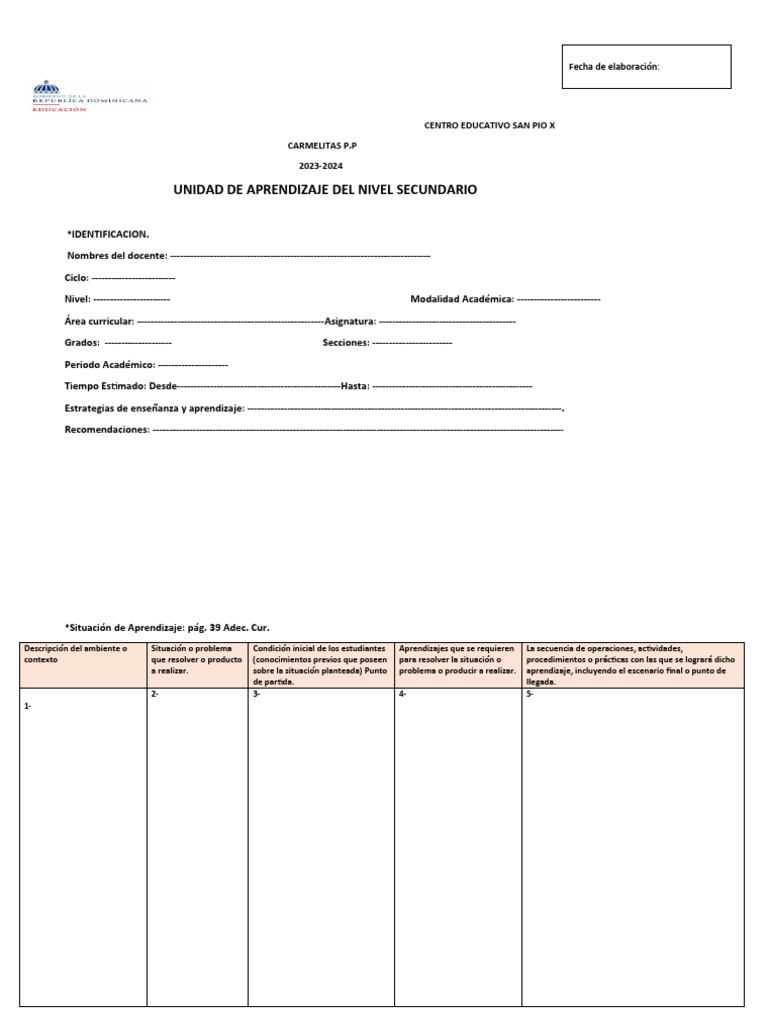Modelo de Planificación 24 | PDF | Evaluación | Aprendizaje