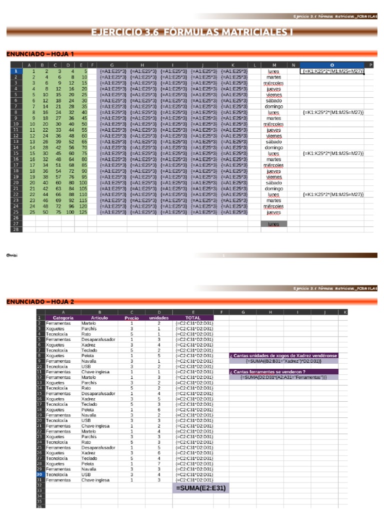 Ejercicio 3.6 Fórmulas Matriciales - FORMULAS | PDF