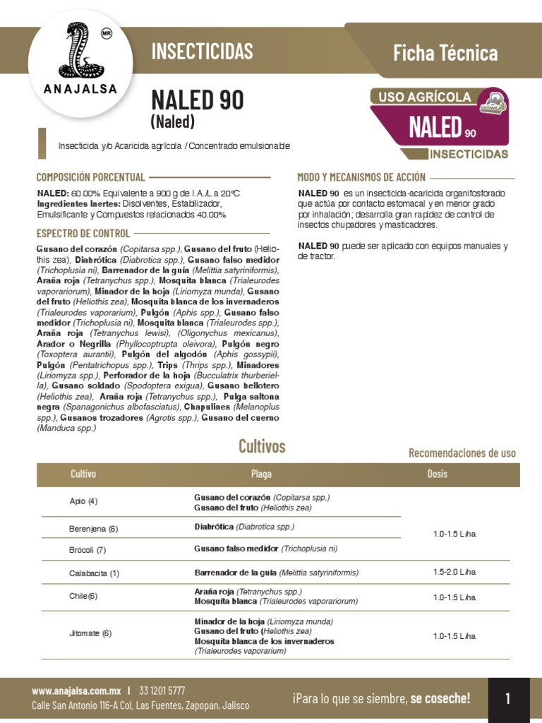 Ficha Técnica de Naled 90 | PDF | Insectos | Agricultura