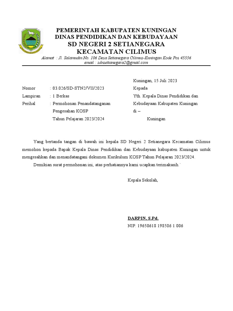 Permohonan Pengesahan KOSP | PDF