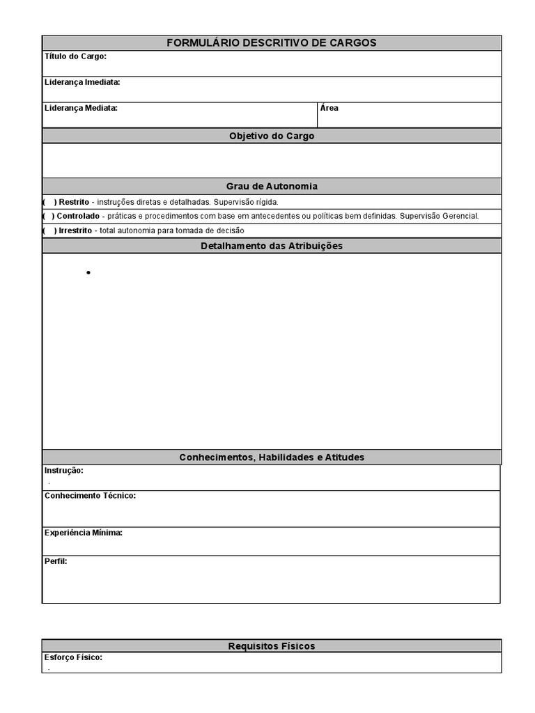 Modelo de Formato Descrição de Cargos | PDF