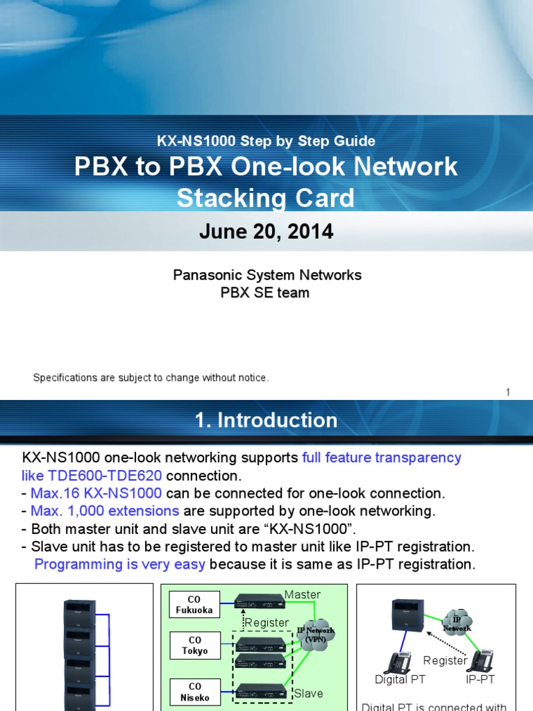 KX-NS1000 Step by Step Guide PBX To PBX One-Look Network Stacking Card | Download Free PDF ...