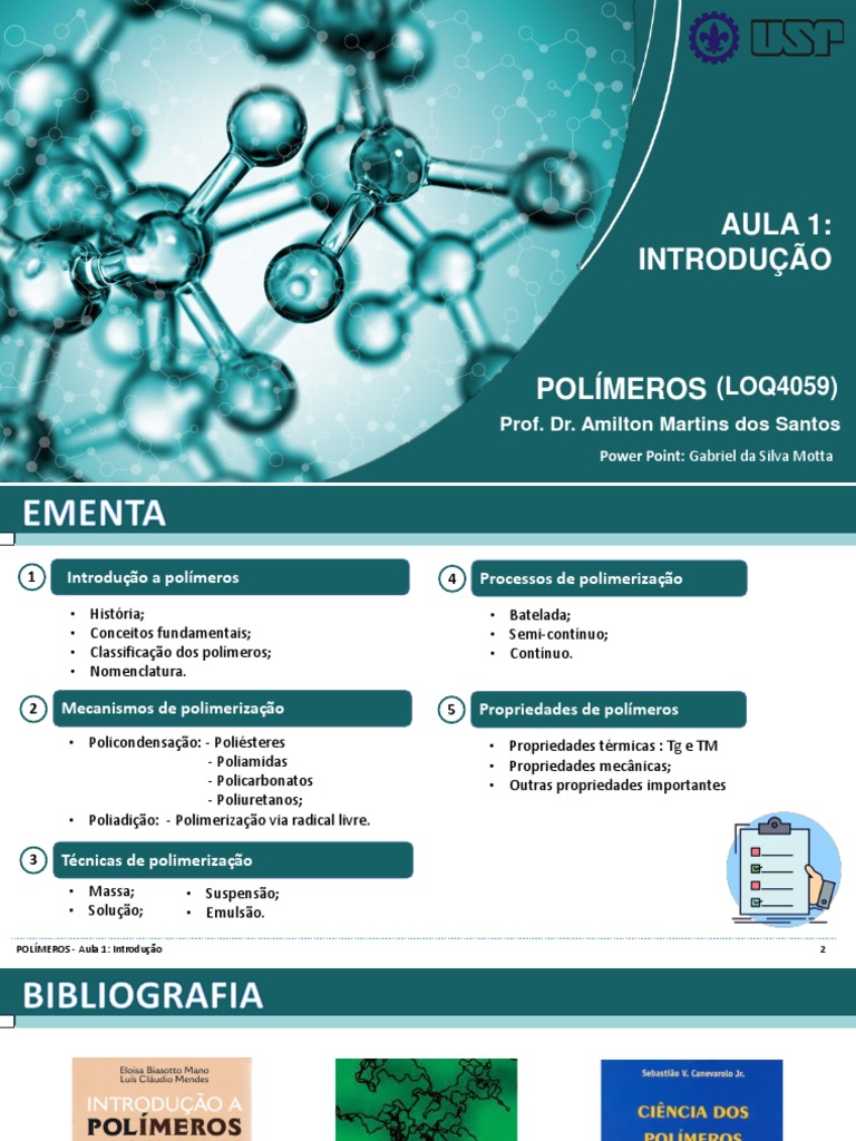 Aula 1 Material Em Slide Pdf Copolimero Polímeros