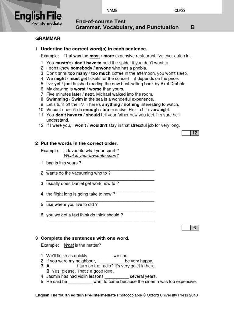 EF4e Preint Endtest B | PDF