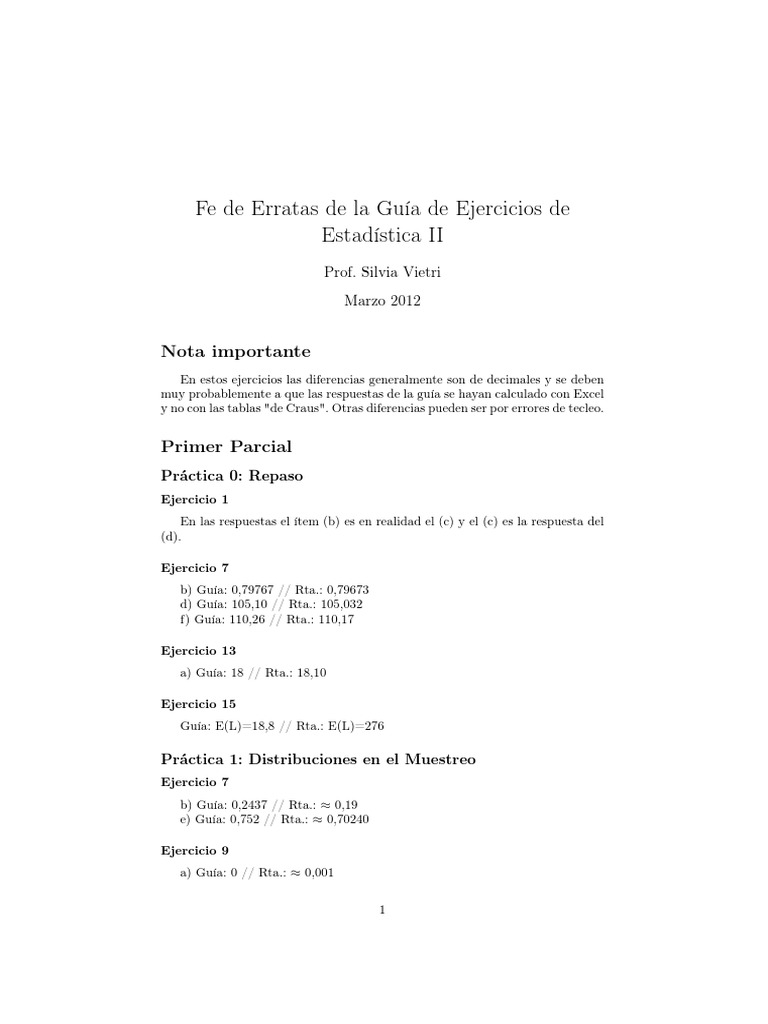 Fe de Erratas | PDF | Estimador | Método científico