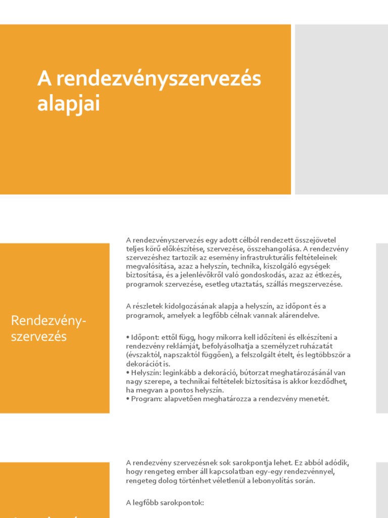 A Rendezvényszervezés Alapjai | PDF