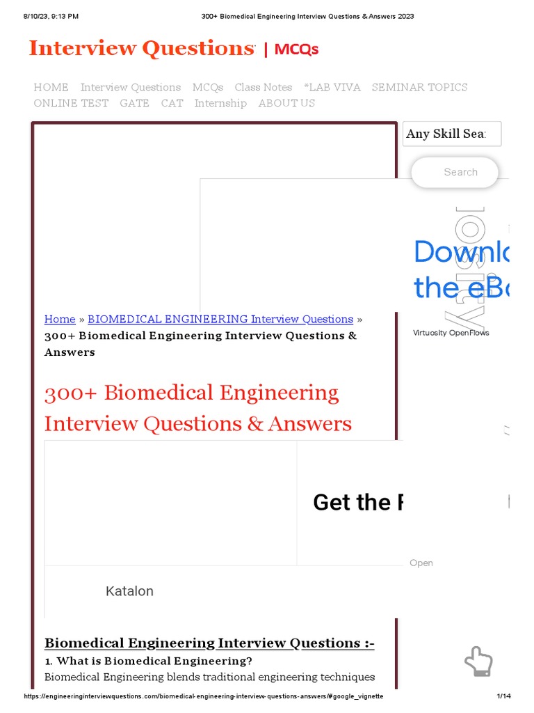 Biomedical Engineering Interview Questions & Answers 2023 | PDF
