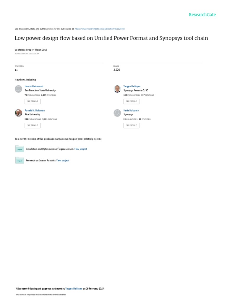 Low Power Design Ow Based On Unified Power Format and Synopsys Tool ...