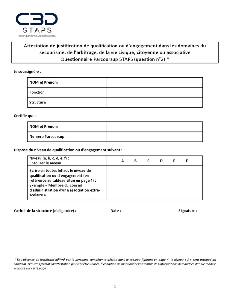 Justificatif Staps 2 | PDF