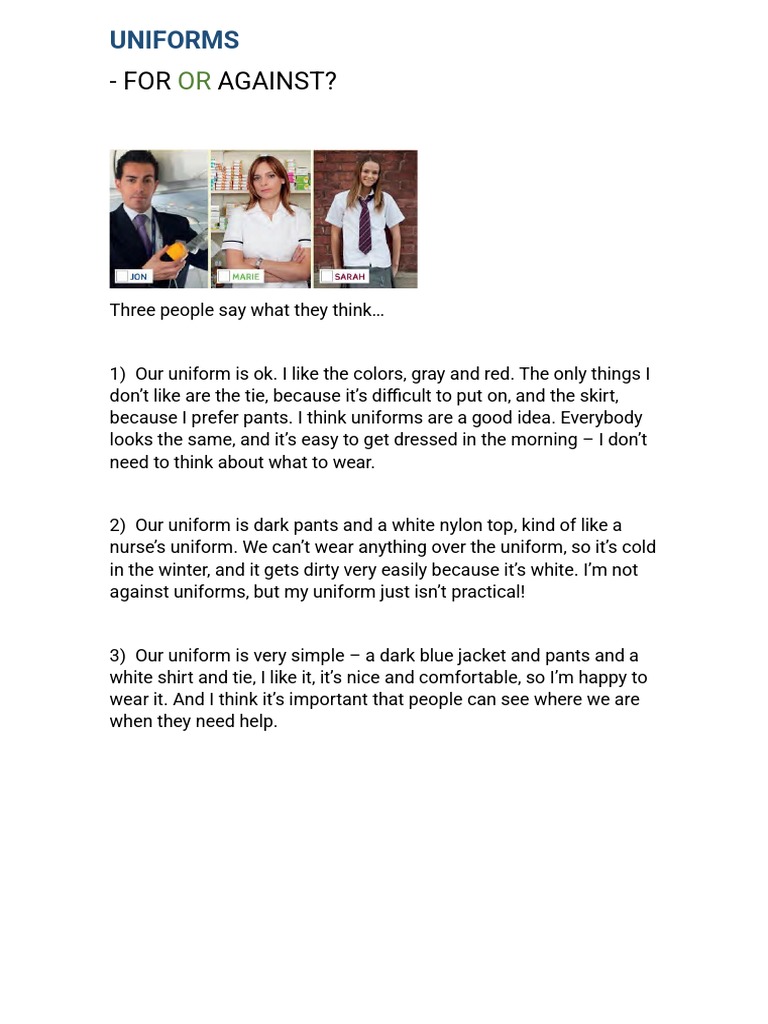 Uniforms - For or Against | PDF