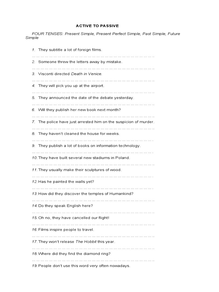 Worksheet Passive Voice | PDF | Linguistics | Grammar