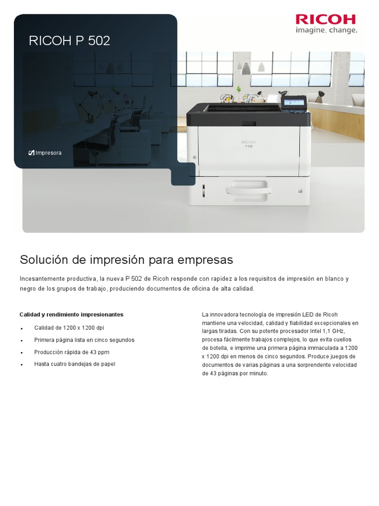 Ricoh P 502 | PDF | Impresora (Computación) | Controlador de interfaz de red