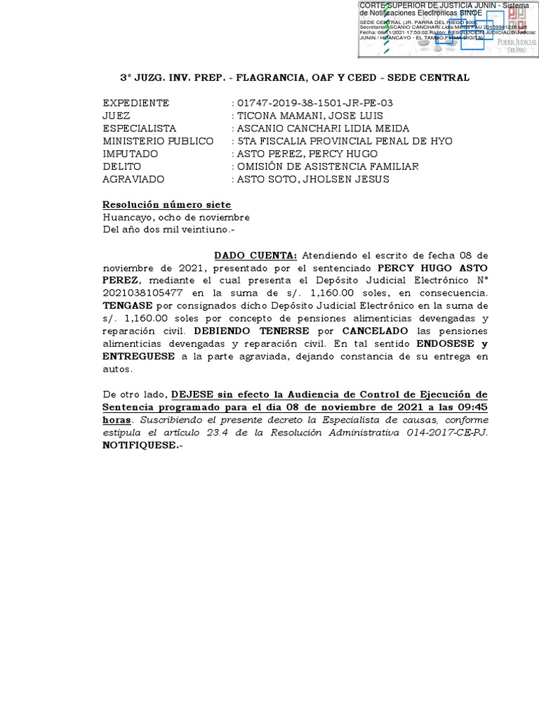 Exp. 01747-2019-38-1501-JR-PE-03 - Resolución - 222299-2021 | PDF
