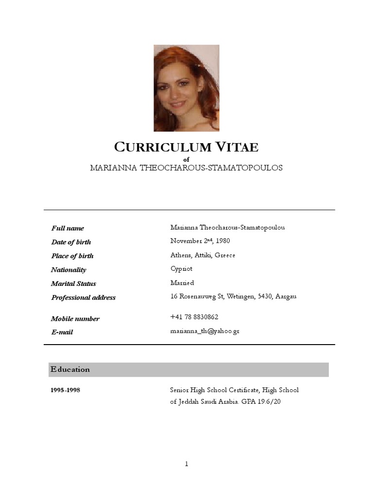 CV Marianna Th. Stamatopoulou | PDF