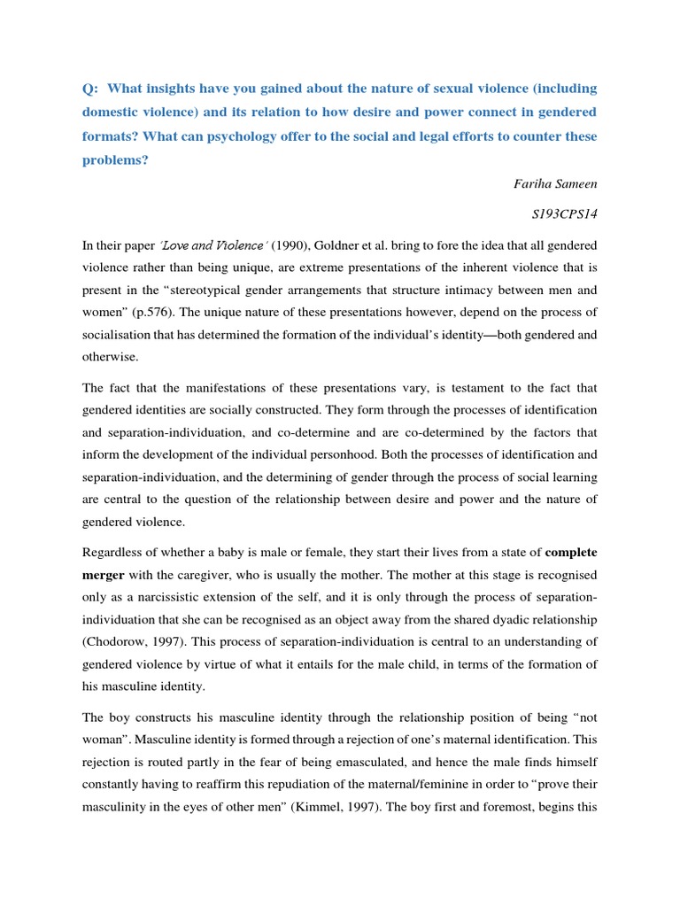 Sexual Violence - FARIHA SAMEEN | PDF