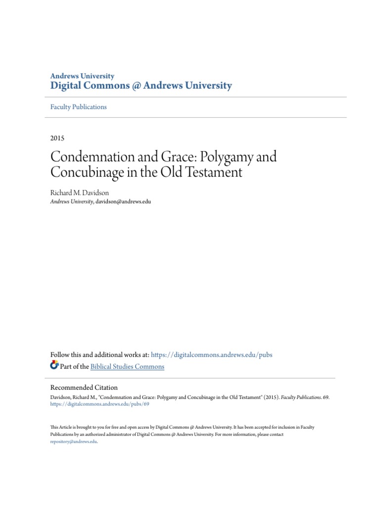 Condemnation and Grace_ Polygamy and Concubinage in the Old Testa | PDF ...