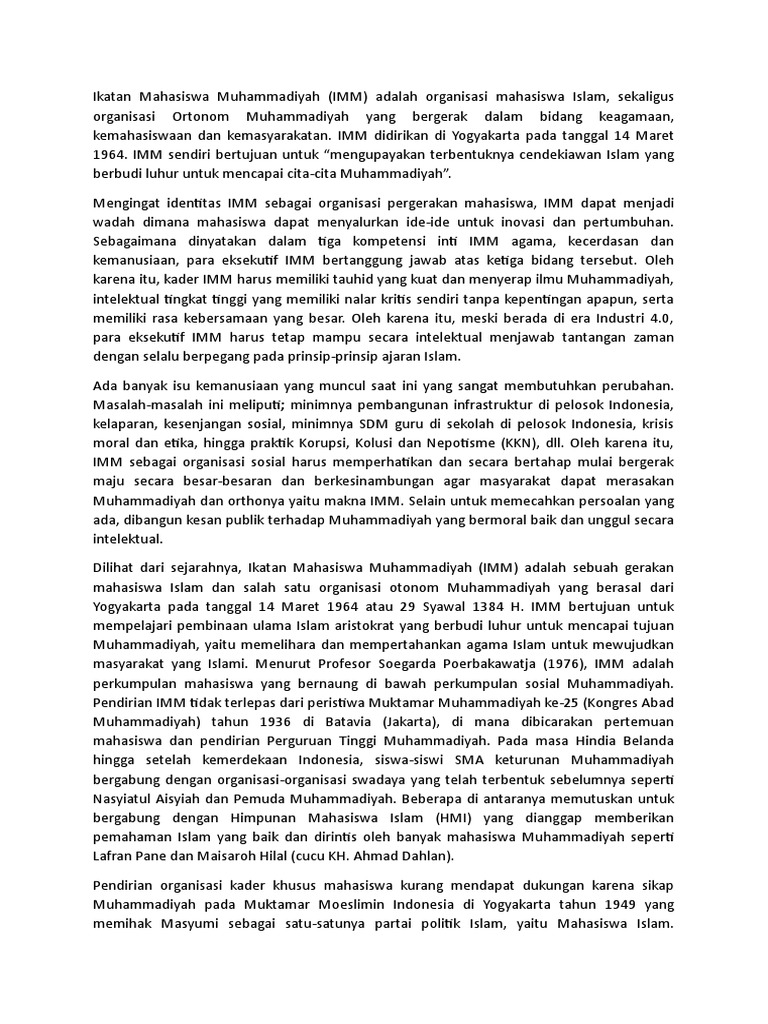 Sejarah dan Peran IMM dalam Masyarakat | PDF | Sejarah