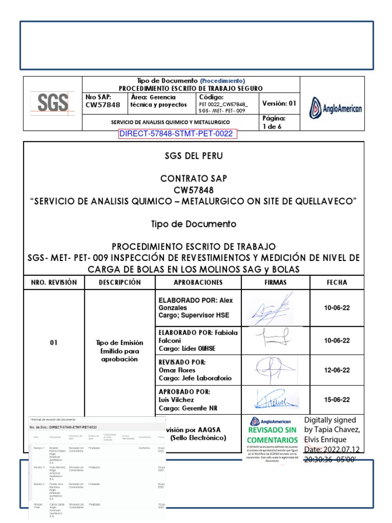 SGS-MET-PET-009 - Inspección de Revestimientos y Medición de Nivel de ...